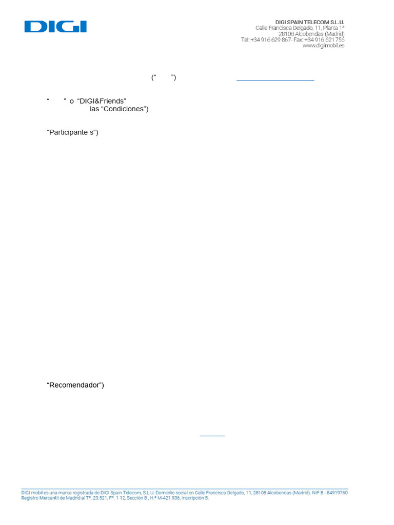 Condiciones Legales Del Plan DIGI&Friends | PDF | Correo