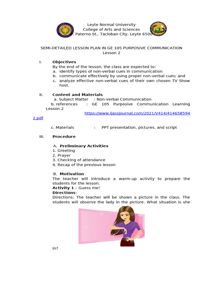 grace lesson plan | PDF | Nonverbal Communication | Communication