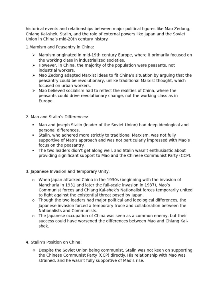 Historical Events and Relationships Between Major Political Figures ...