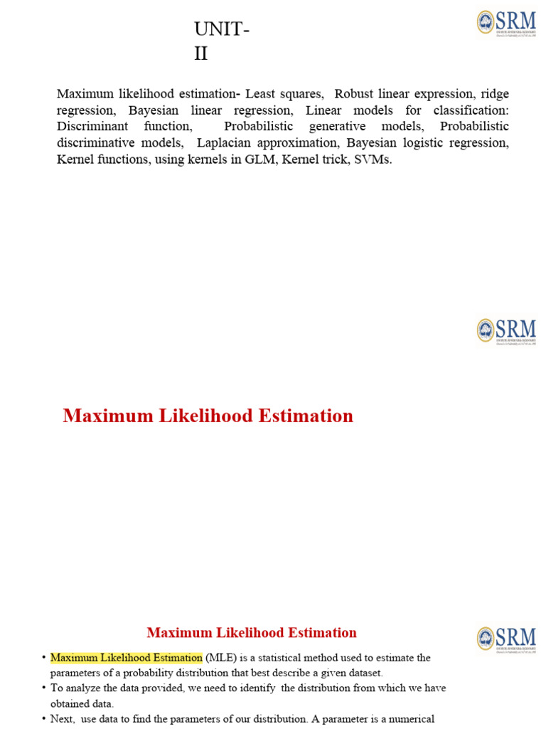 Unit-2 Machine Learning | PDF | Support Vector Machine | Regression Analysis