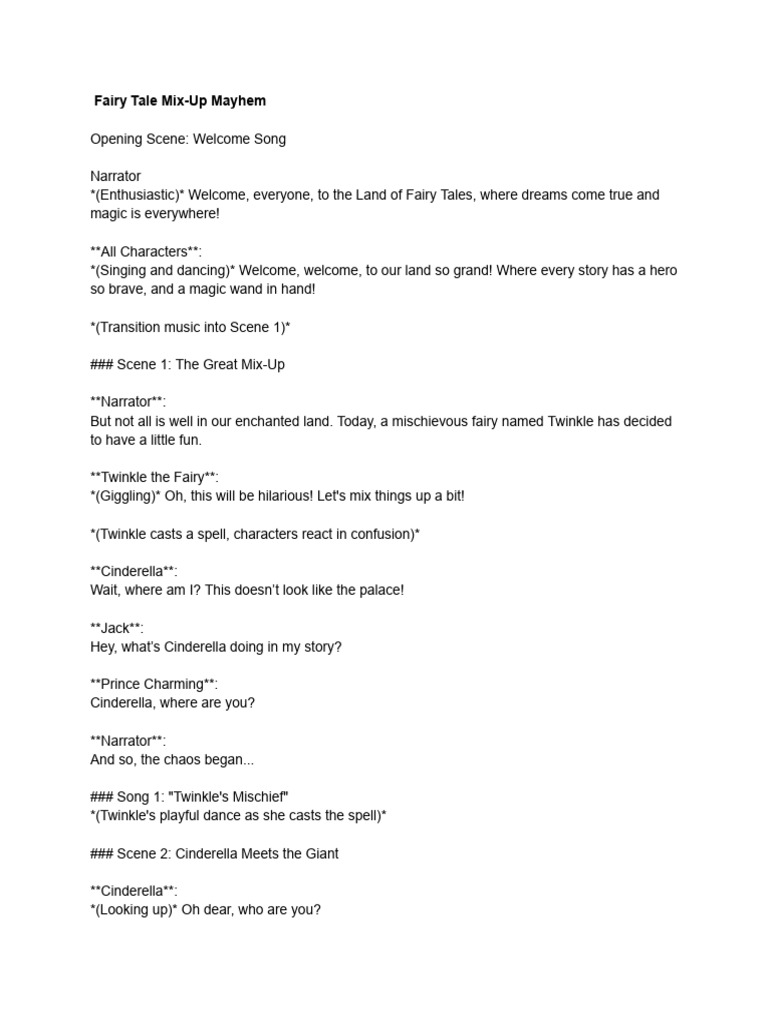 Fairy Tale Mix-Up Adventure Script | PDF | Fairies | Fairy Tales