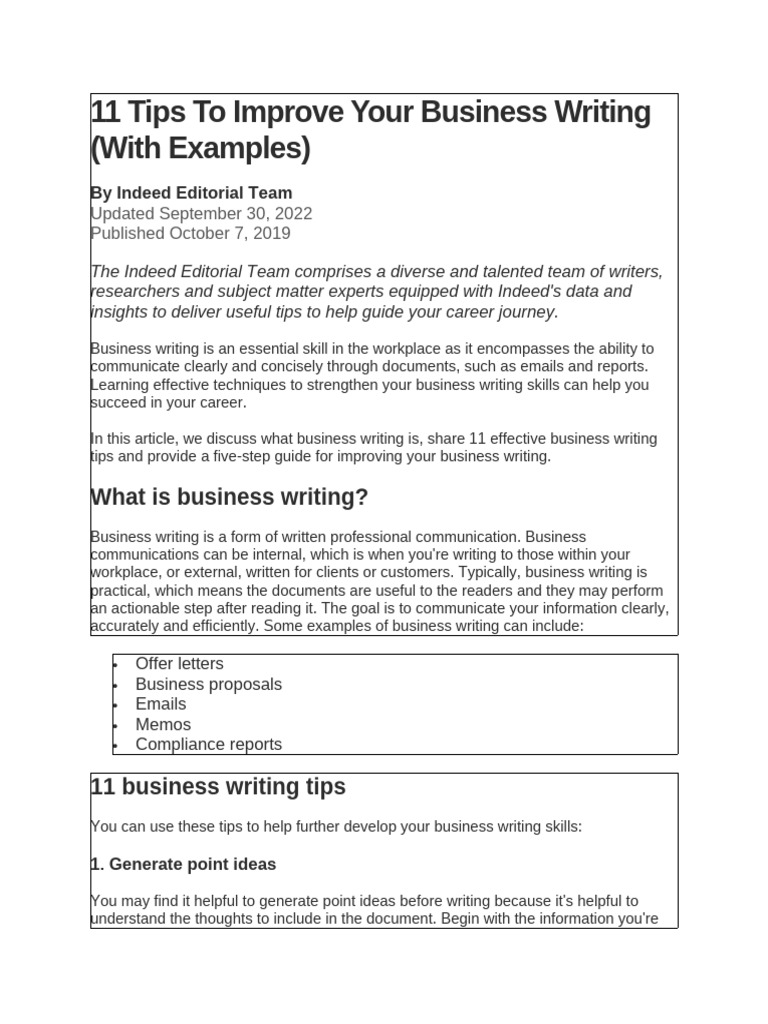 11 Tips To Improve Your Business Writing | PDF | Writing | Typefaces