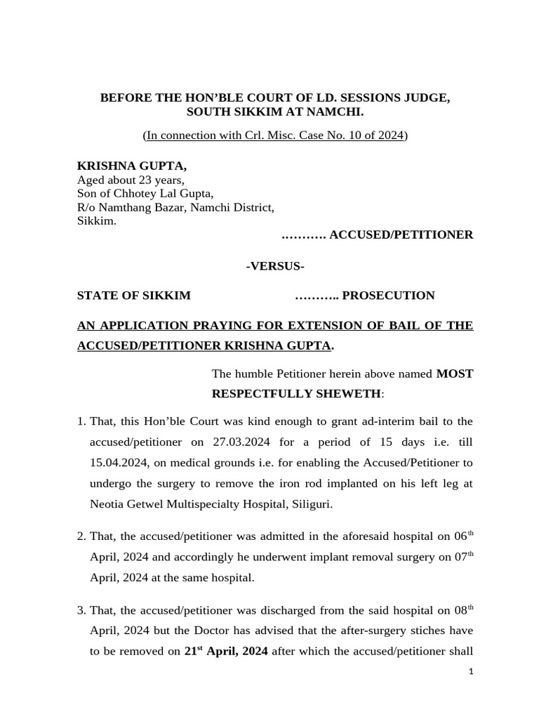 Bail Extension Krishna | PDF | Bail | Criminal Justice