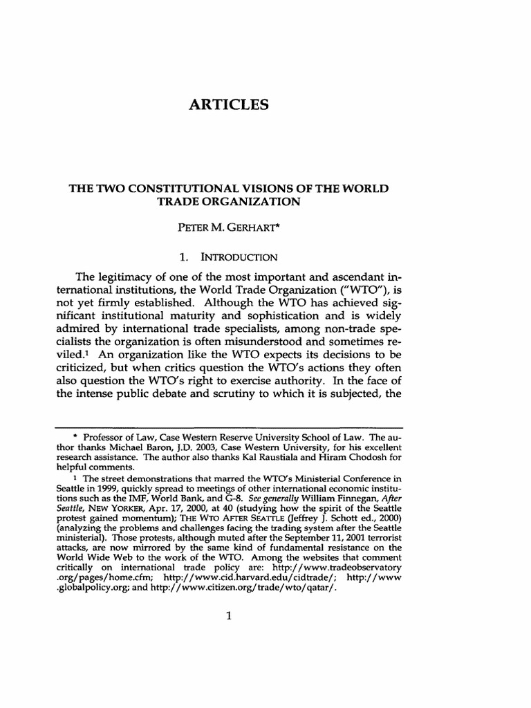The Two Constitutional Visions of The World Trade Organization | PDF | World Trade Organization ...