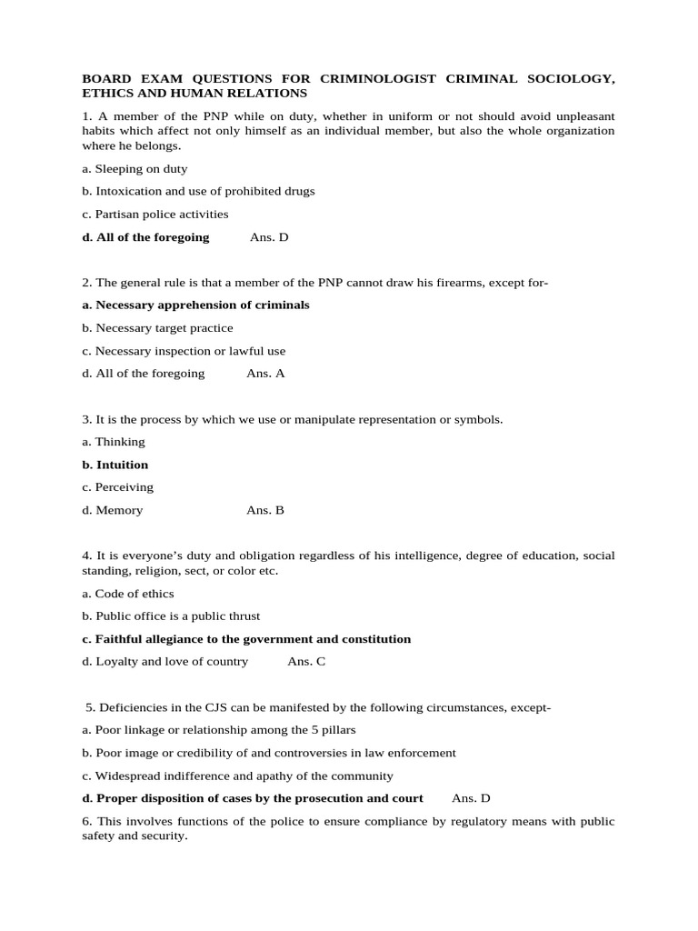 Compilation of Board Exam QAs | PDF | Crimes | Crime & Violence