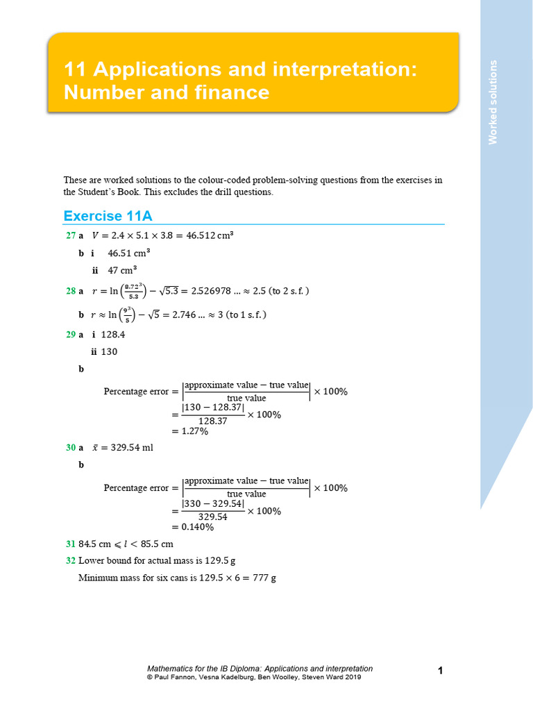 SL - Chapter - 11 - Worked - Solutions (3) MATH IB | PDF | Interest ...