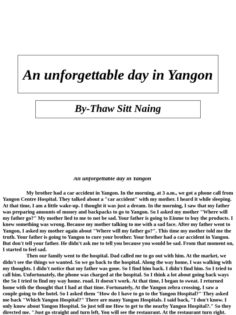 An Unforgettable Day in Yangon | PDF