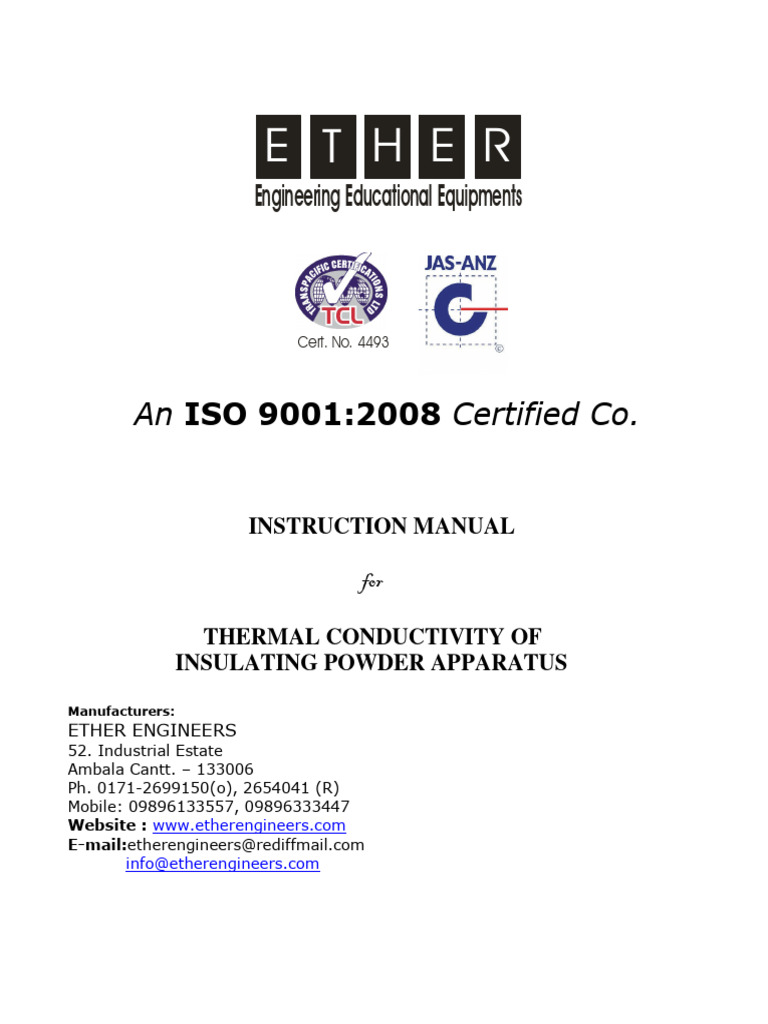 Insulating Powder Apparatus | PDF | Heat Transfer | Thermal Conduction