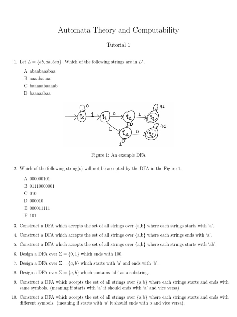 Automata Tut1 | PDF | Teaching Methods & Materials