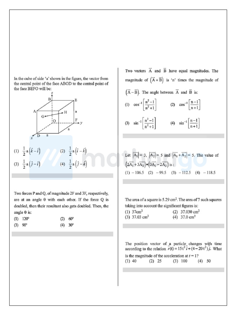 CQB Physics Jee Main 2019 Mathematics in Physics | PDF