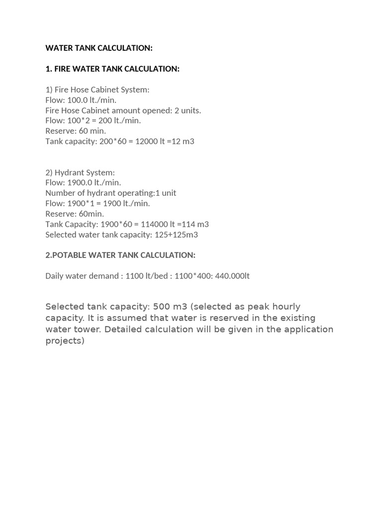 Water Tank Calculation | PDF