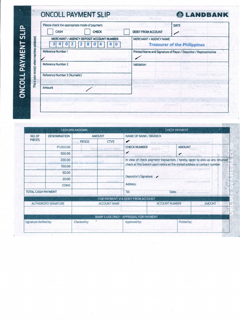 Sample Deposit Slip Landbank | PDF