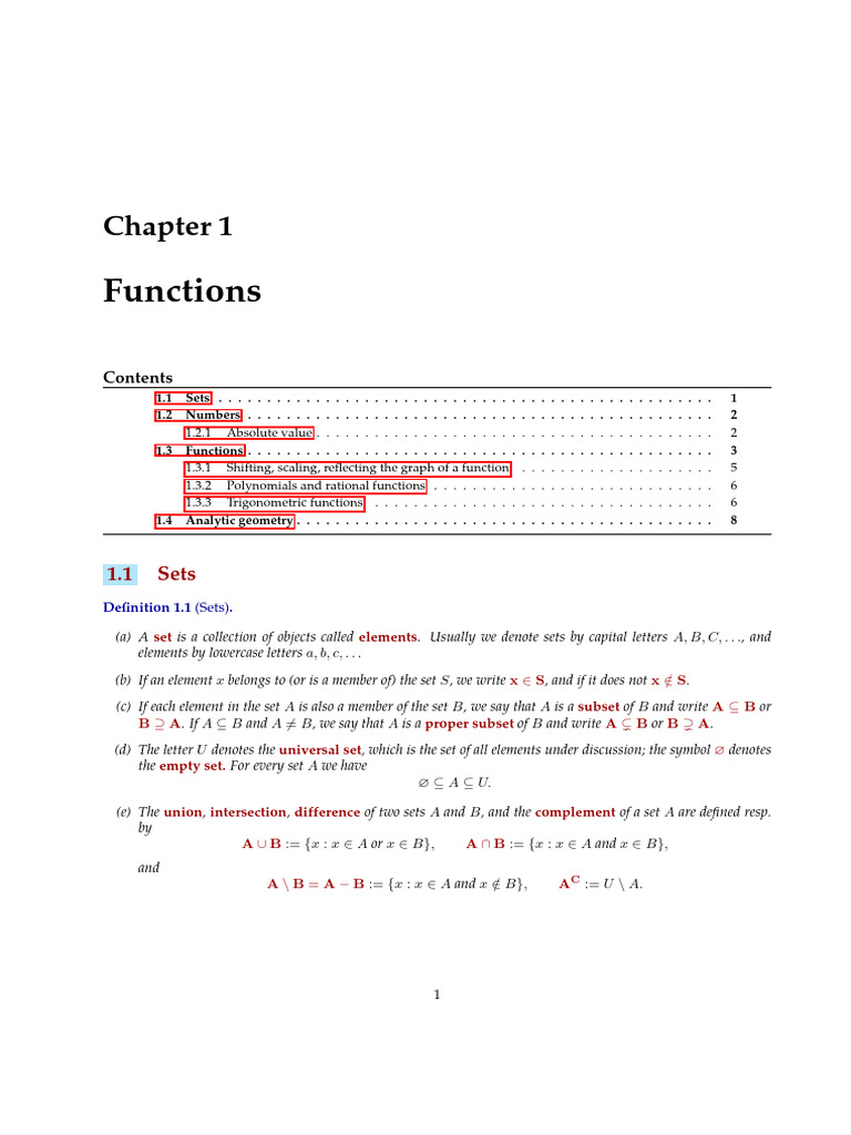 Ch1 Functions | PDF | Set (Mathematics) | Function (Mathematics)