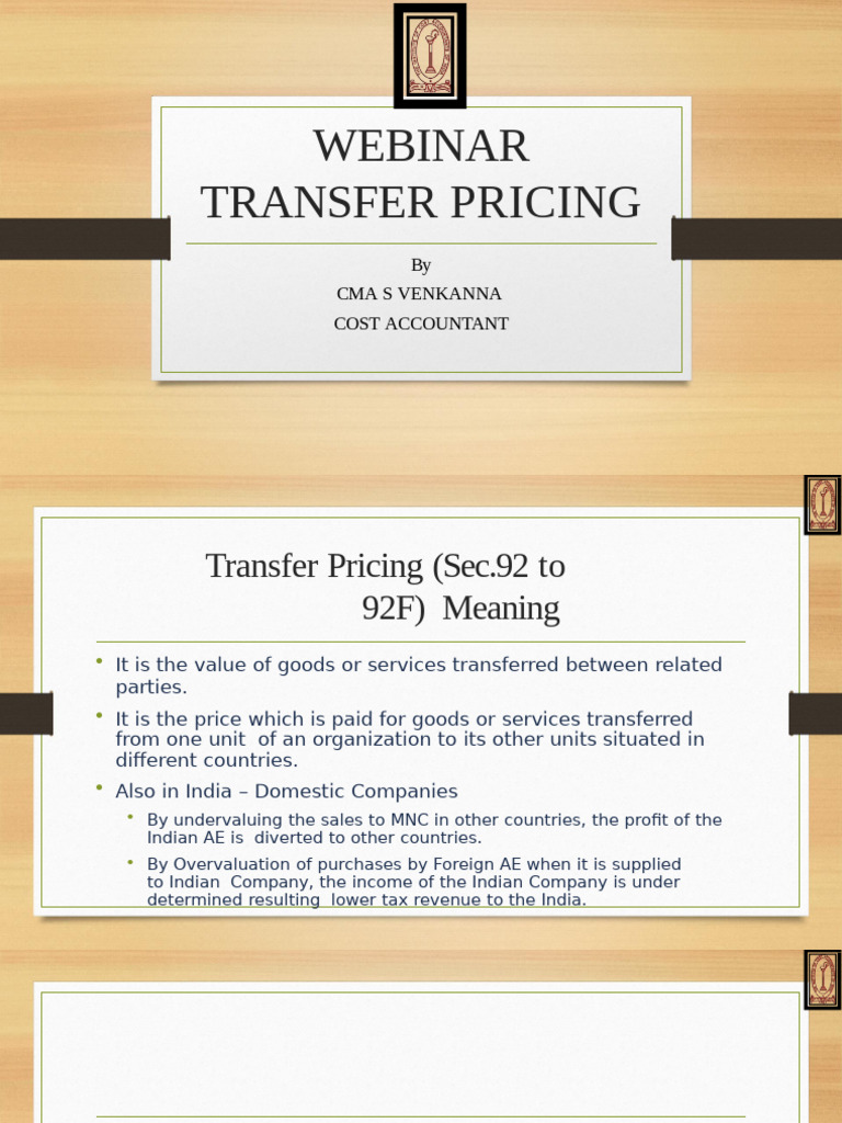 Presentation on transfer pricing | PDF | Taxes | Business
