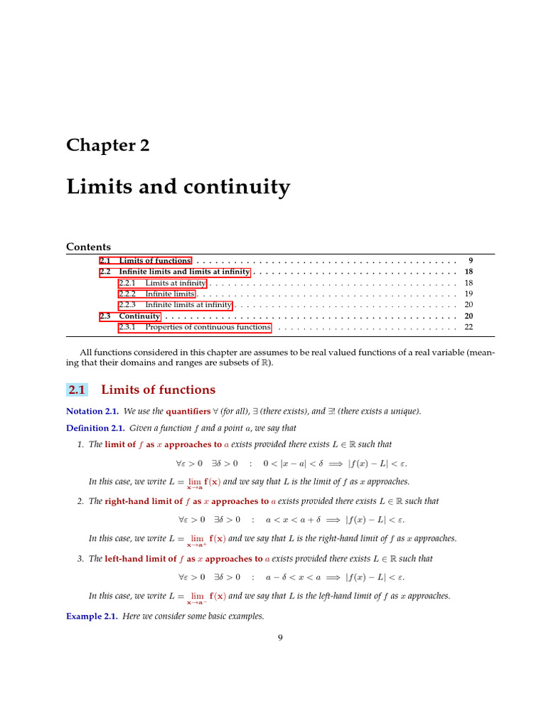 Ch2 LimitsandContinuity | PDF | Continuous Function | Function (Mathematics)