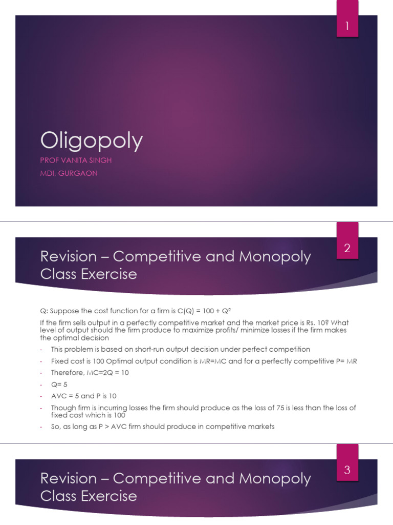 Session_Oligopoly_2024 | PDF | Oligopoly | Economic Equilibrium