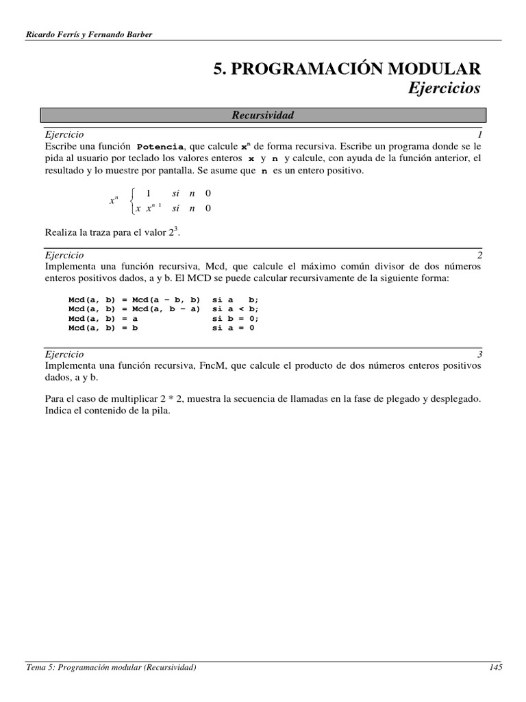 Informatica - Tema.05.Programacion Modular.03a.recursion | PDF