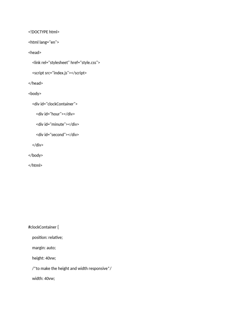 analog clock code | PDF