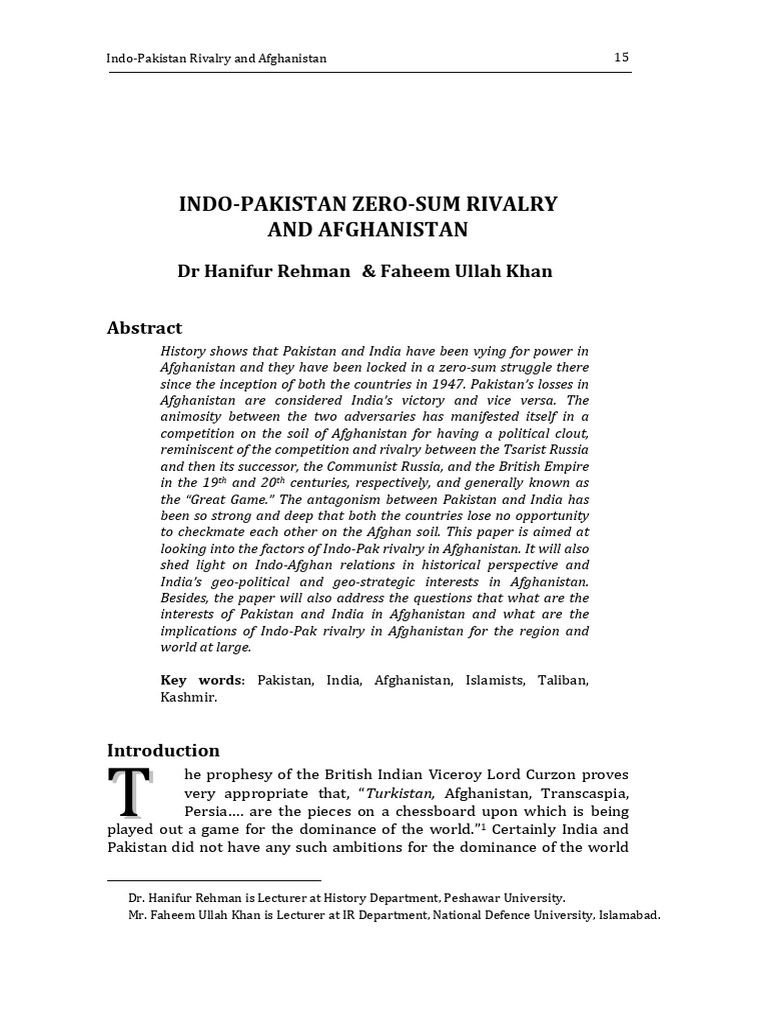 2 Indo Pakistan Rivalry and Afghanistan | PDF | Afghanistan | Pakistan