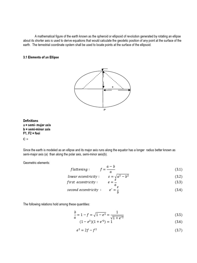 Gde 321 - 3 - Ellipsoid Geometry | PDF | Latitude | Geodesy