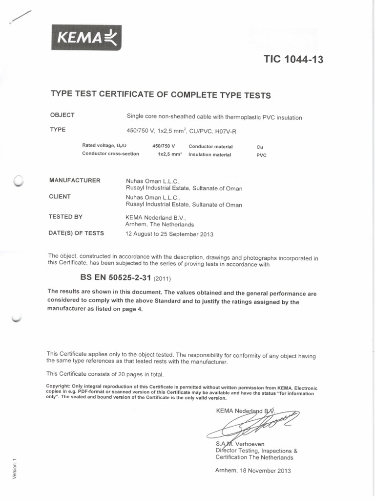 34.kema BS en 50525 2 31 1X2.5 | PDF