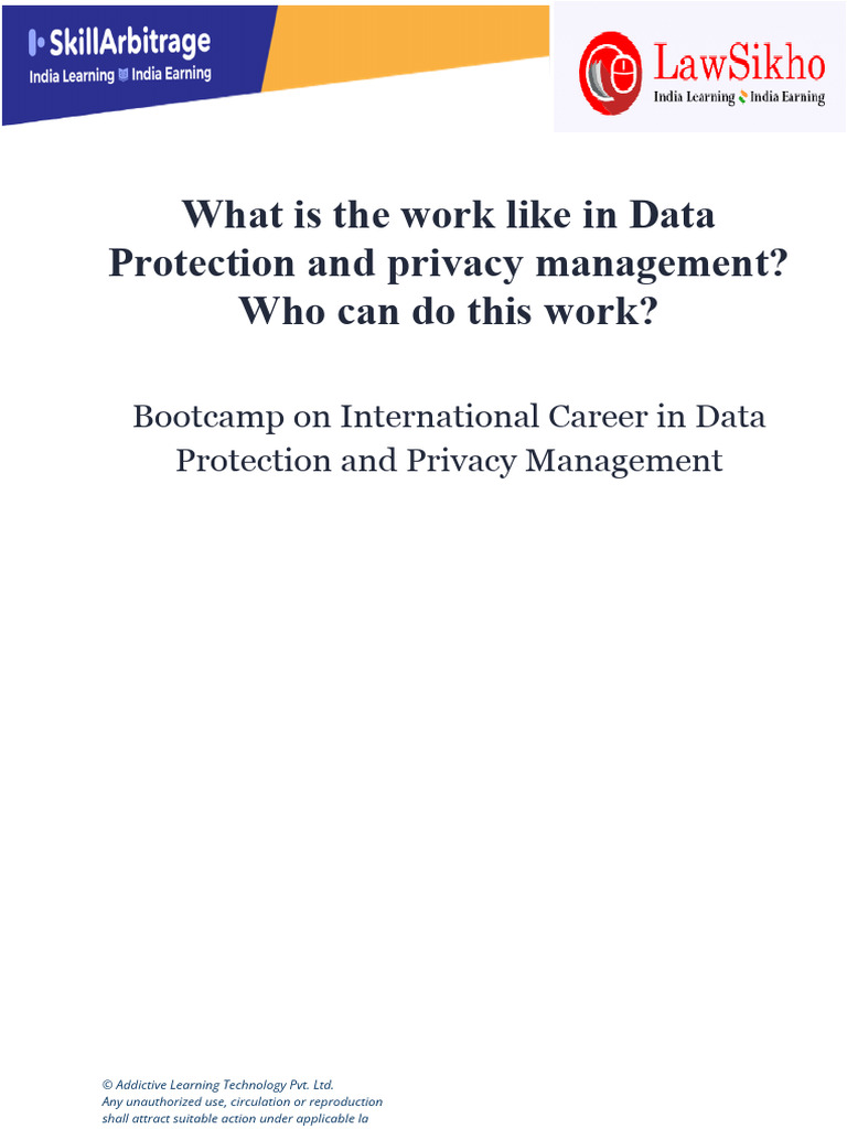What Is The Work Like in Data Protection and Privacy Management - Who Can Do This Work | PDF ...
