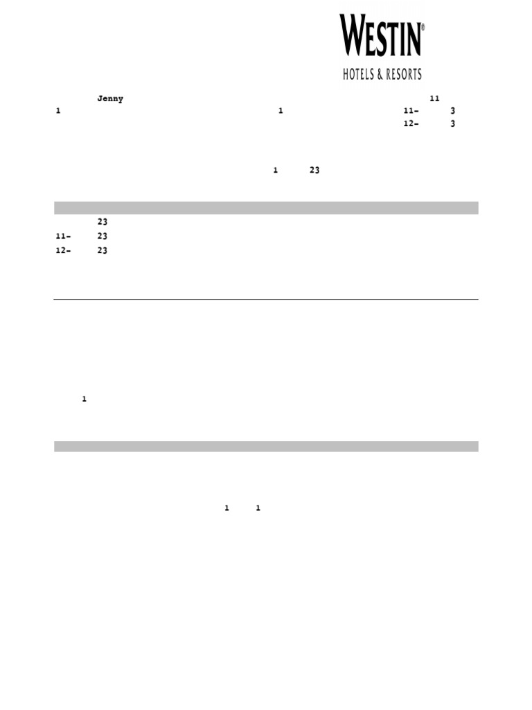 Westin Hotel Guest Folio Receipt Template | PDF