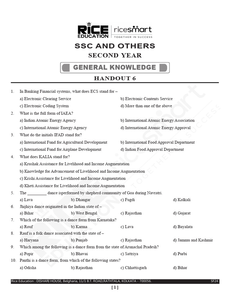 SSC & Others_GK Handout 6 (Q) | PDF