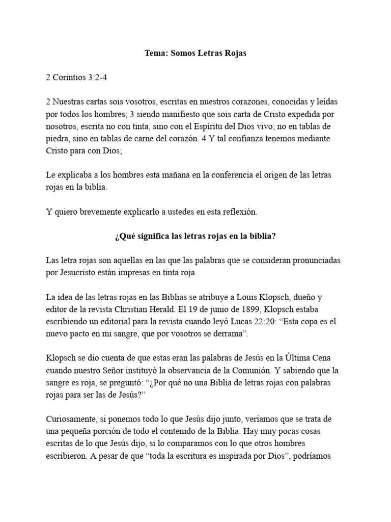 Tema - Somos Letras Rojas | PDF | Jesús | Cristo (título)