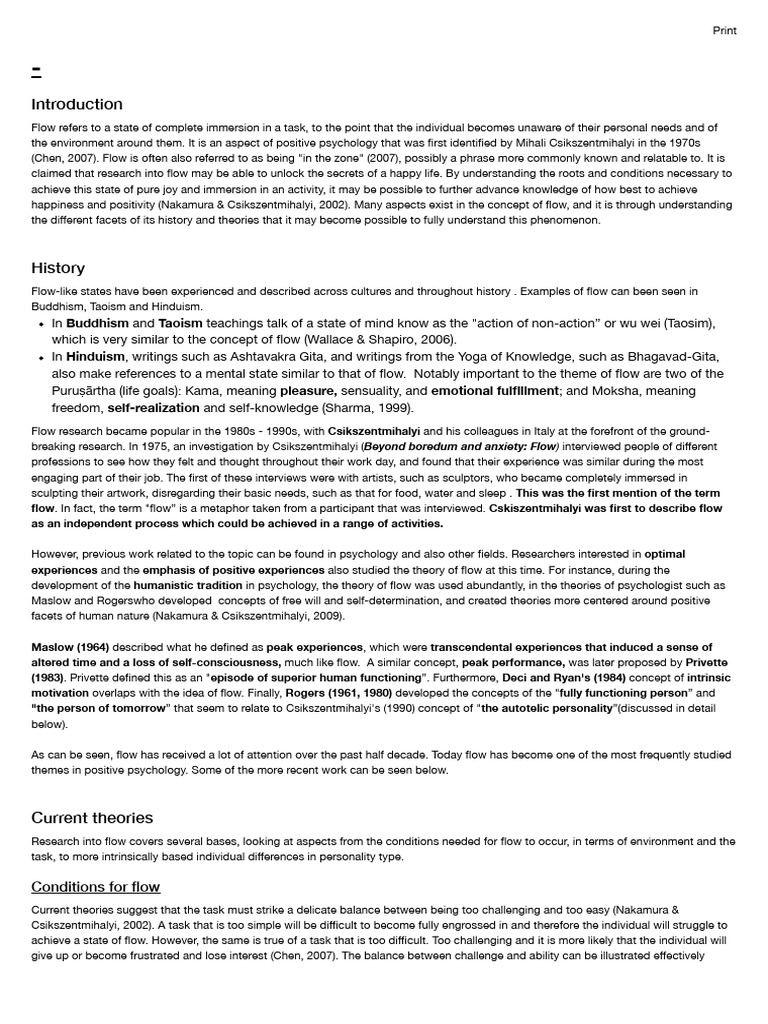 Understanding Flow in Positive Psychology | PDF | Flow (Psychology ...