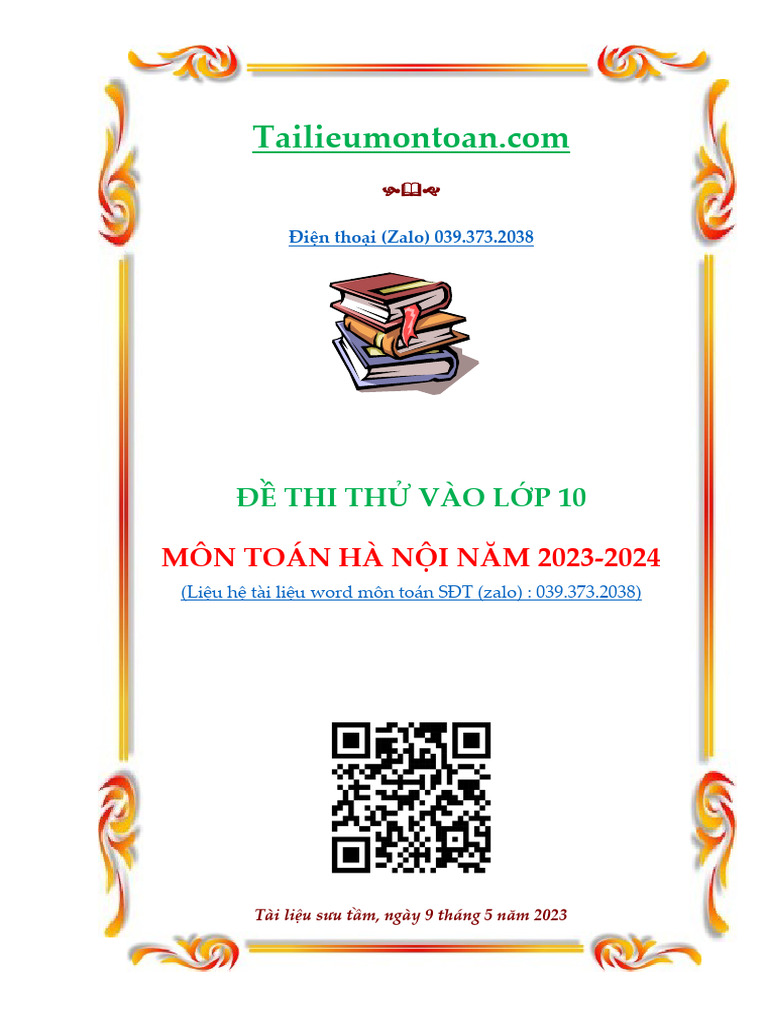 De Thi Thu Vao Lop 10 Mon Toan Ha Noi Nam 2023-2024 | PDF