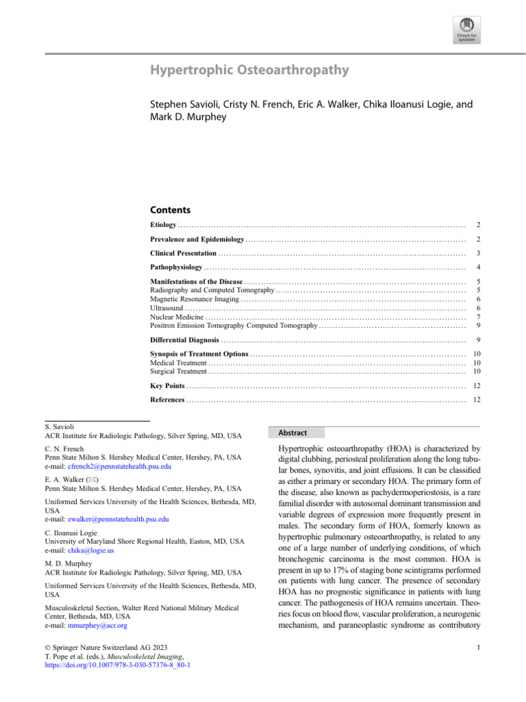 Hypertrophic Osteoarthropathy | PDF | Bone | Lung Cancer