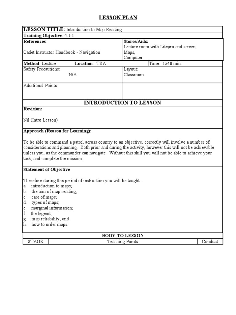 4.1.1 - Lesson Plan - Introduction To Map Reading | PDF | Contour Line ...