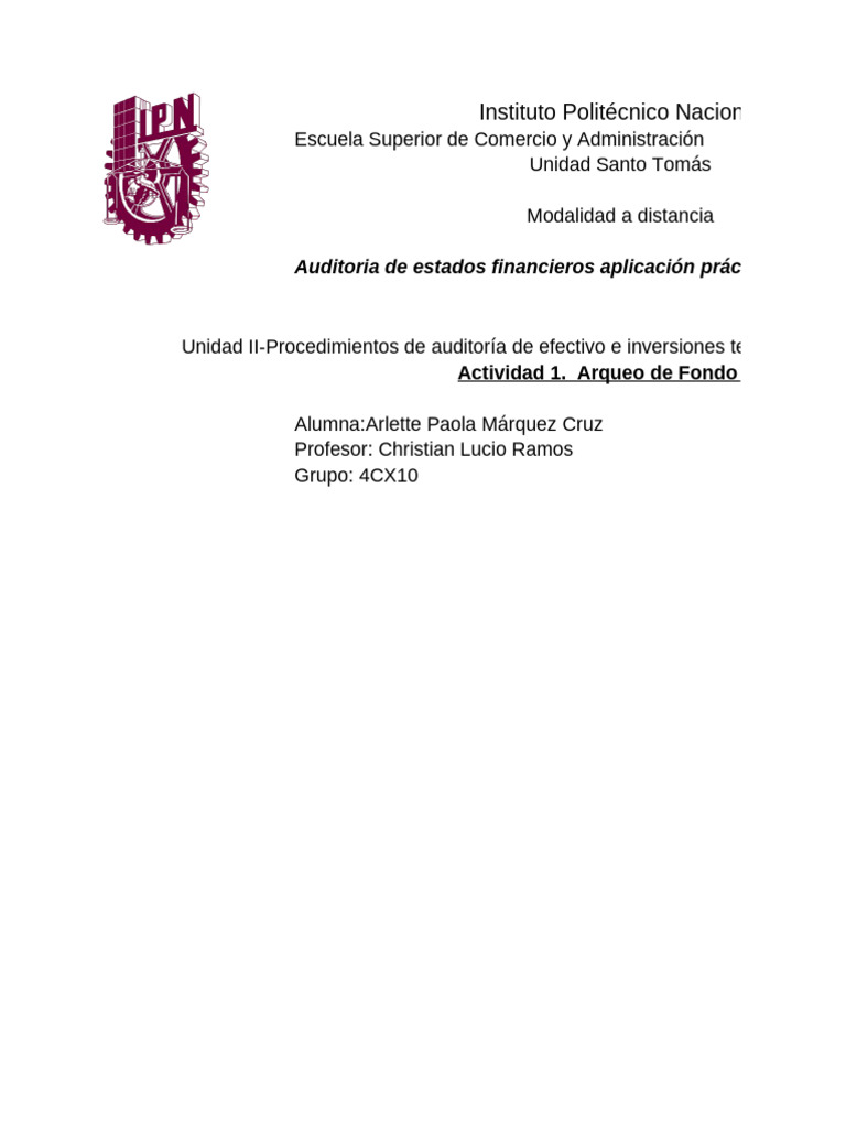 U2 - ACT1 - Márquez Cruz Arlette Paola | PDF | Bancos | Sector privado
