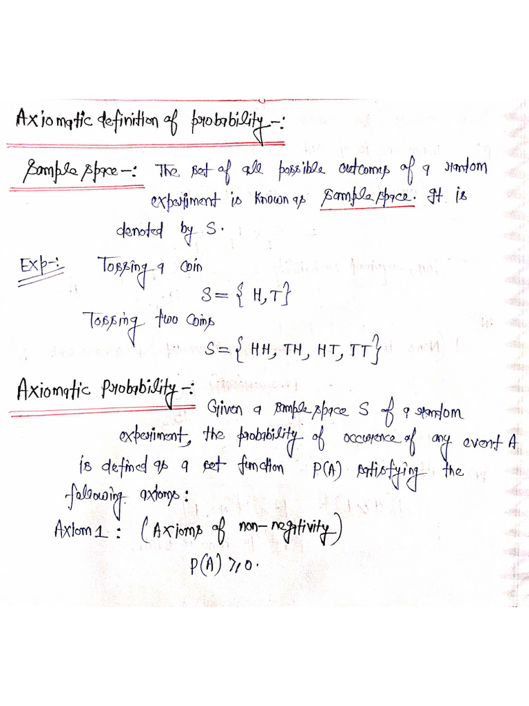 (Lecture-2) Axiomatic Definition of Probability and Illustration | PDF