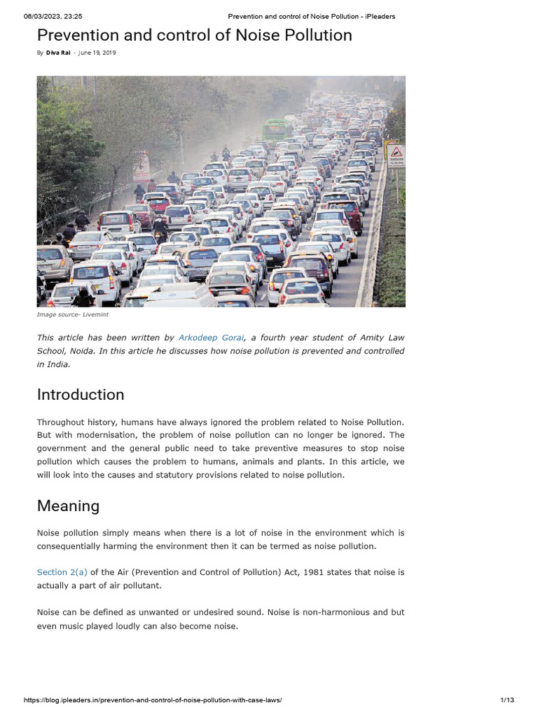 Noise Pollution: Prevention and Control | PDF | Magistrate | Nuisance
