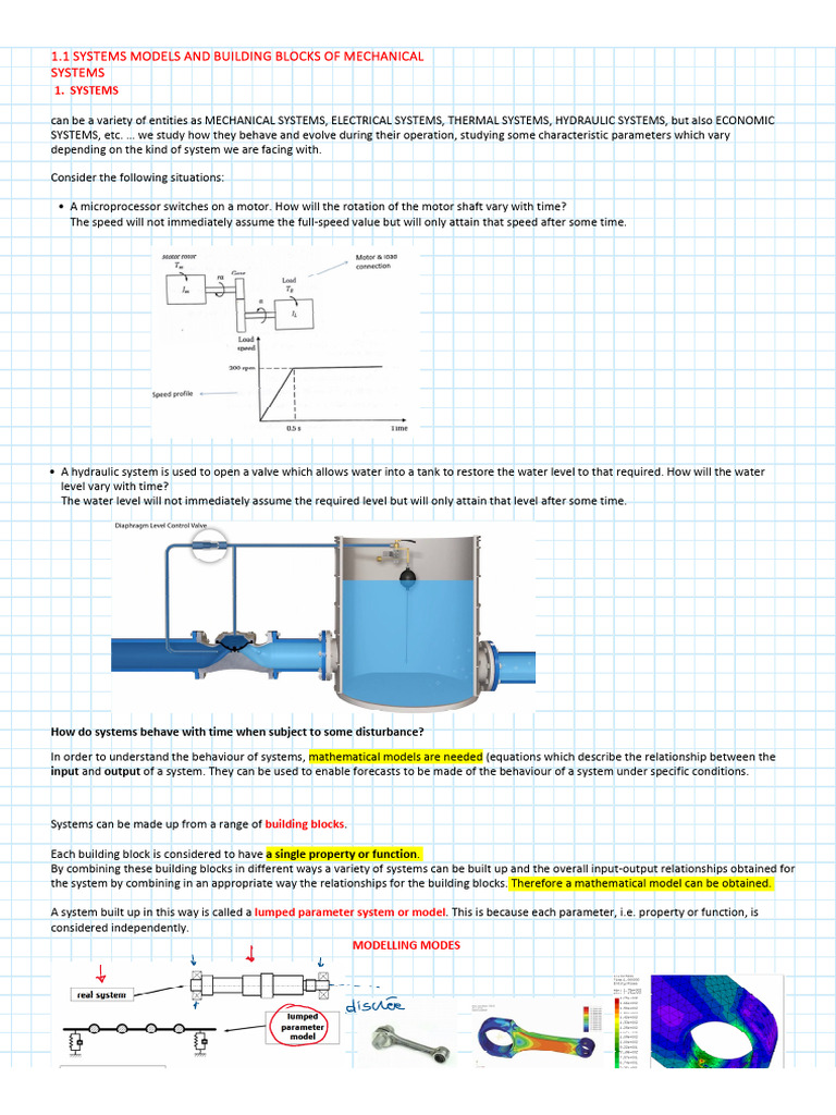 1.1 - Systems Models and Building Blocks of Mechanical Systems | PDF ...