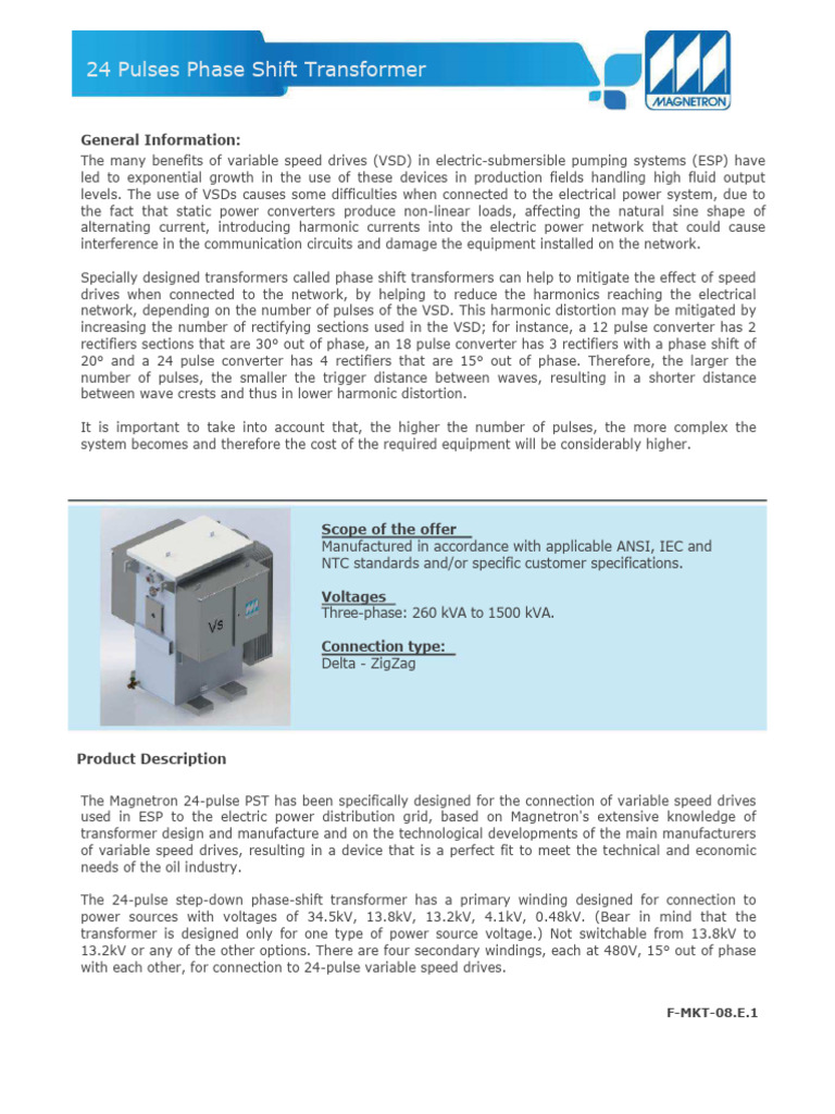 24-Pulse Phase Shift Transformer Overview | PDF | Transformer | Rectifier