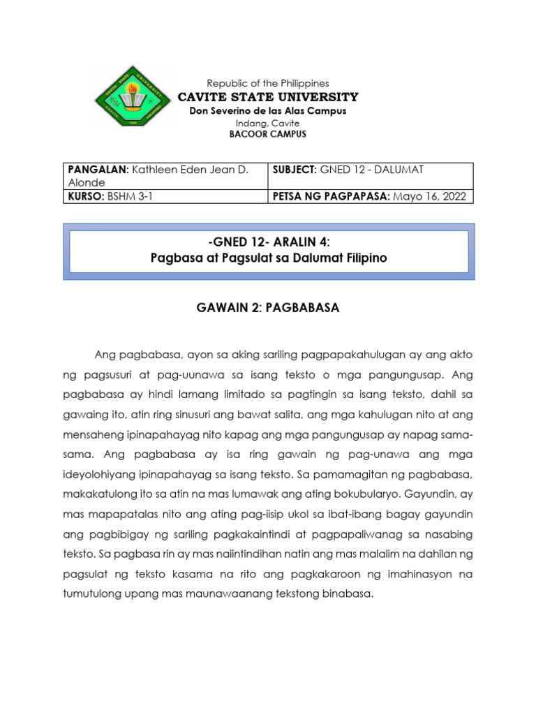 ALONDE Gned12 Aralin4 Gawain2 | PDF