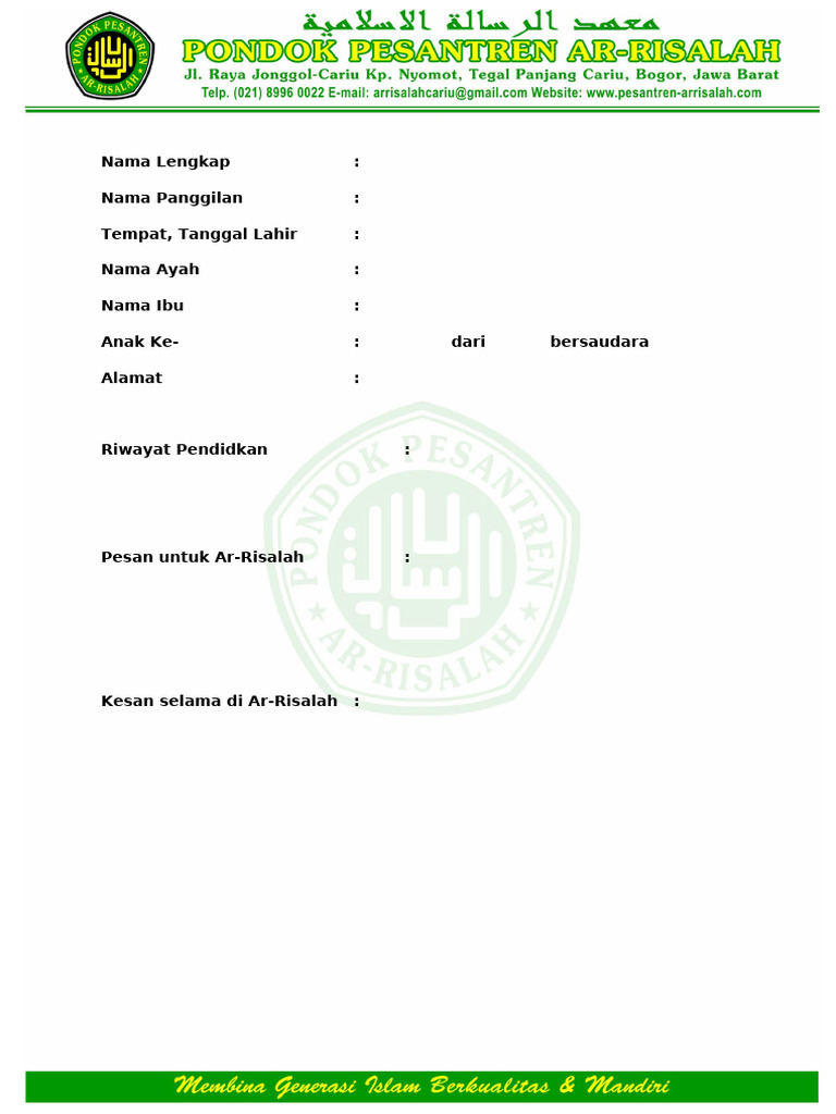 Biodata Wisudawan Angkatan | PDF