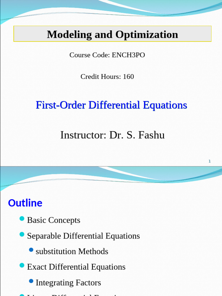Solutions To First Order ODEs | PDF | Ordinary Differential Equation ...