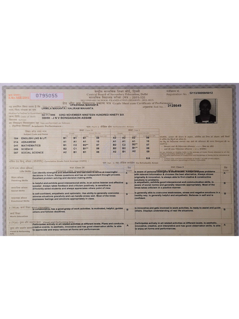 HSLC Marksheet | PDF