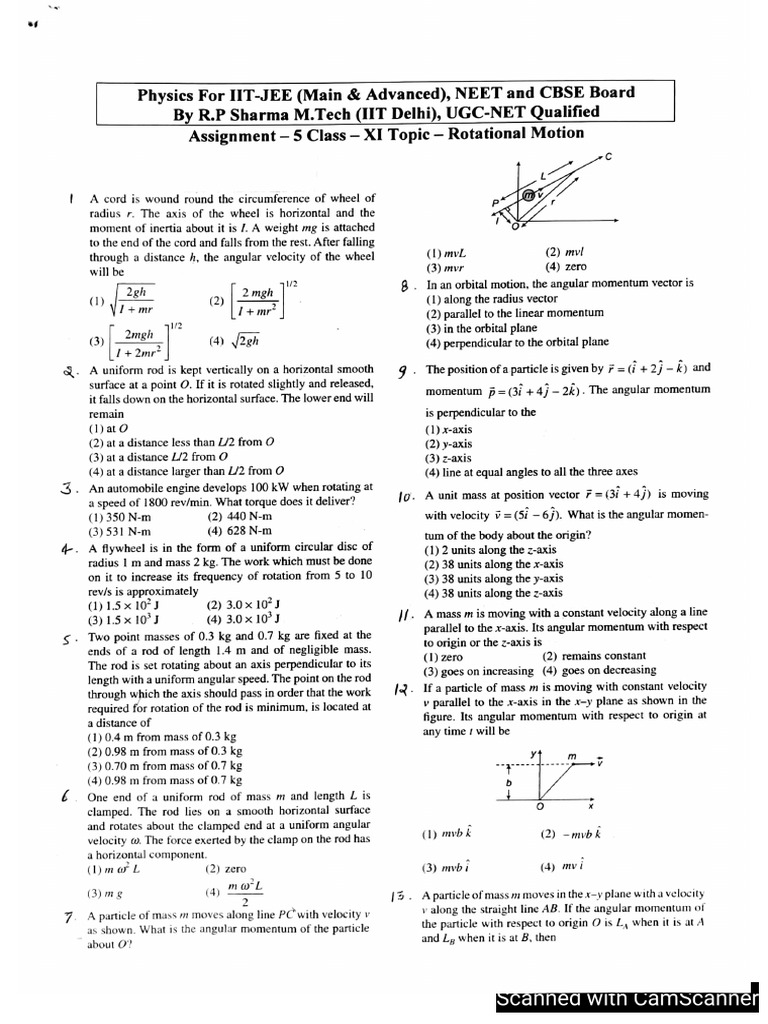 Class XI Assignment - 5 Rotation | PDF
