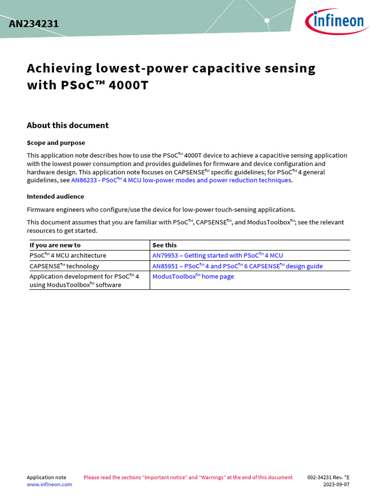 Infineon-AN234231 PSoC 4000T Lowest Power CAPSENSE-ApplicationNotes-v06 ...