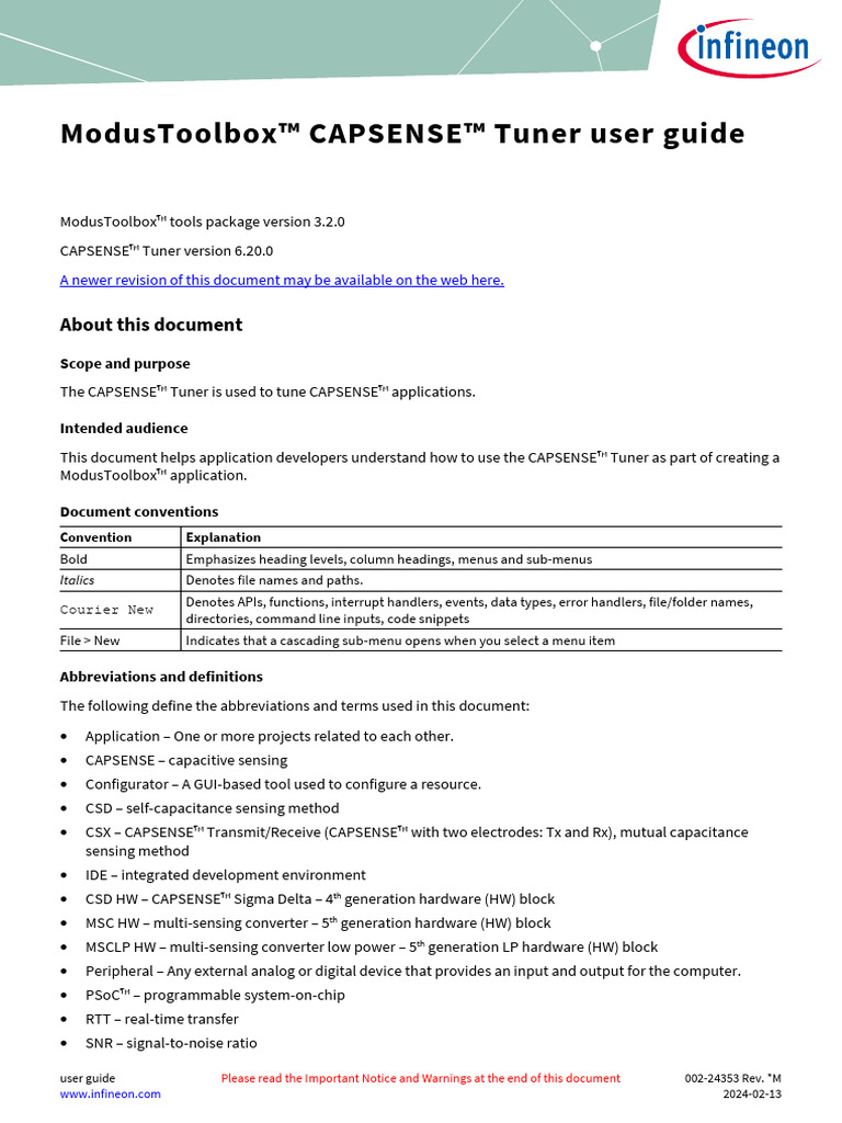 Infineon-ModusToolbox CAPSENSE Configurator 6.20 User Guide-UserManual-v01 00-EN | PDF ...