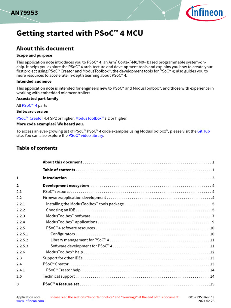 Infineon An79953 Psoc4 Mcu Applicationnotes V27 00 En Pdf Microcontroller Integrated