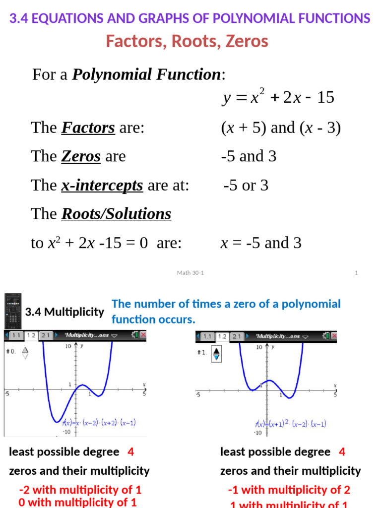 3 Week 9 - 10 Dated 10-31-22 Polynomial Equations - Functions and Graphs | PDF | Zero Of A ...