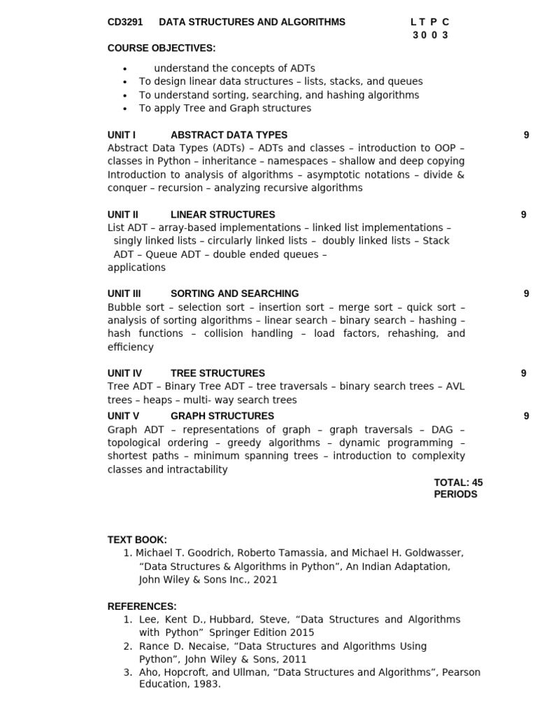 dsa syallabus | PDF | Algorithms | Applied Mathematics dsa syallabus | PDF | Algorithms | Applied Mathematics