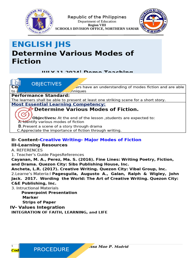 JHS Demo Teaching-Detailed Lesson Plan | PDF | Thought | Storytelling