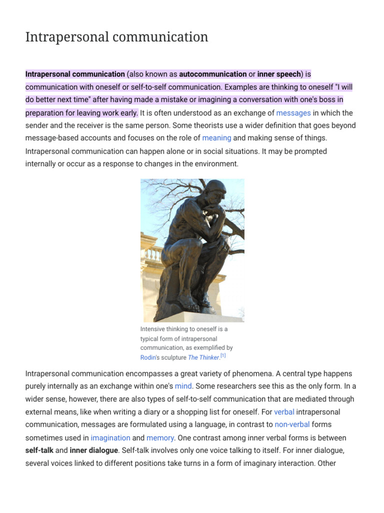 Intrapersonal Communication - Wikipedia | PDF | Communication | Cognitive Science